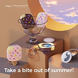 elago Ice Cream Case Compatible with Apple AirTag Keychain, Compatible with AirTag Case -Drop Protection, Carabiner Key Ring (Track Keys, Backpacks, Purses) Tracking Device Not Included (Lovely Pink)