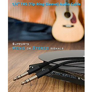 Itramax 1/4 inch TRS Audio Cable 10 FT,Straight 6.35mm Male Jack Balanced Stereo Cord,6.35 Instrument Interconnect Wire for Electric Guitar,Bass,Keyboard,Mixer,Monitor,Amplifier/Amp,Speaker Studio