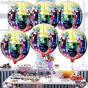 Giant, Disco Ball Balloons 22 Inch - Pack of 6, Disco Balloons | 4D Round 360 Degree Disco Ball Balloon for 80s Party Decorations | Neon Balloons for Disco Party Decorations | 70s Party Decorations