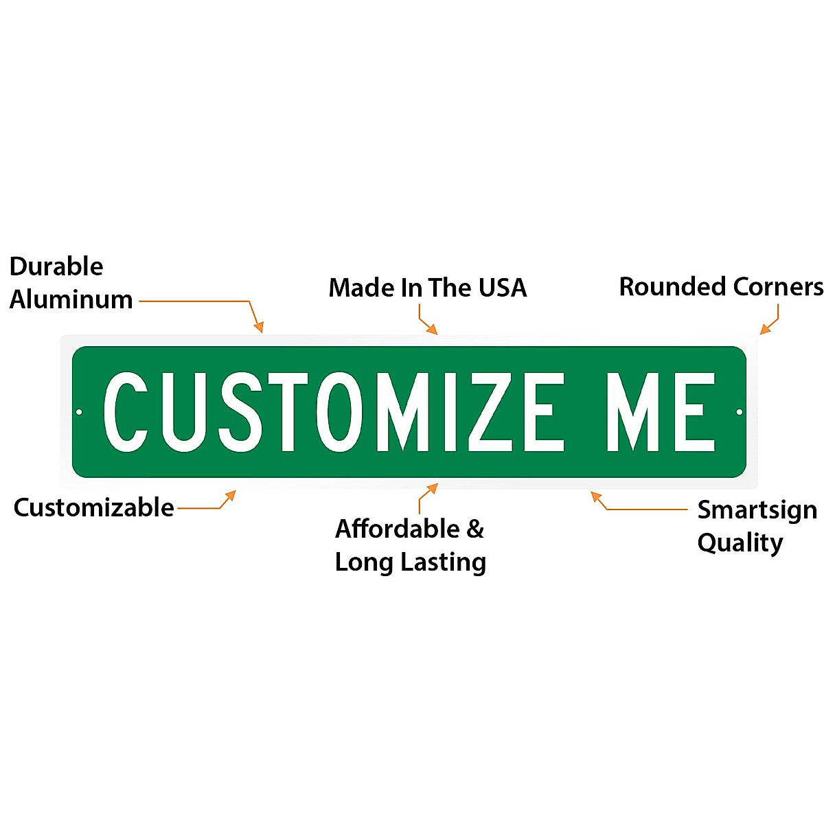 SmartSign Green Personalize Your Street Sign - 4" x 18", Aluminum, Custom Street Sign, Outdoor Metal Sign for Home, Office, Decor, Room, USA-Made