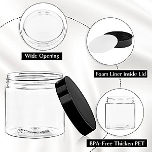 TUZAZO 4 Oz Plastic Container Jars with Lids and Labels BPA Free, Empty Round Clear Cosmetic Containers Plastic Slime Jars for Lotion, Cream, Ointments, Body Butter, Makeup, Travel Storage (12 Pack)