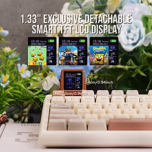 EPOMAKER RT100 97 Keys Gasket BT5.0/2.4G/USB-C Mechanical Gaming Keyboard with Customizable Display Screen, Knob, Hot Swappable Socket, 5000mAh Battery for Win/Mac (Flamingo Switch)