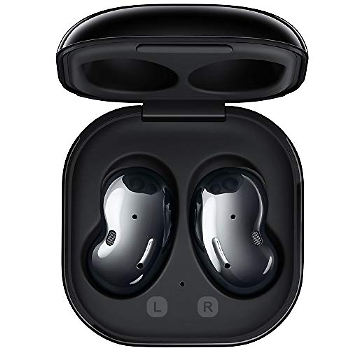 Samsung Galaxy Buds Live ANC TWS Open Type Wireless Bluetooth 5.0 Earbuds for iOS & Android, 12mm Drivers, International Model - SM-R180 (Buds + Fast Wireless Charging Pad Bundle, Mystic Black)