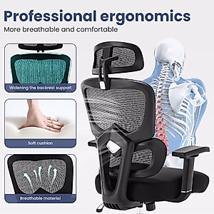 Fantasylab Office Chair Big and Tall 500LBS Office Chair for Heavy People, Metal Base, Lumbar Support, Adjustable Armrest and Headrest Office Chair Desk Chair