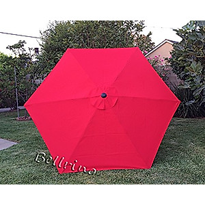 BELLRINO DECOR Replacement RED " STRONG & THICK " Umbrella Canopy for 9ft 6 Ribs Bright Red (Canopy Only)