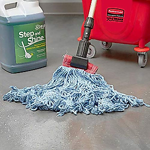 Rubbermaid Commercial Products Super Stitch Blend Mop Head Replacement, 5-Inch Headband, Large, Blue, Cotton/Synthetic Industrial Wet Mop for Floor Cleaning Office/School/Stadium/Lobby/Restaurant