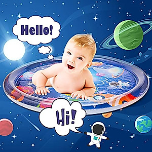 AURUZA Inflatable Tummy Time Water Mat - Large Baby Water Play Mat Have More Space for Movement, Tummy Time Toys for 6 to 12 Months Promote Baby Development, Cute Baby Gifts for Boy&Girl