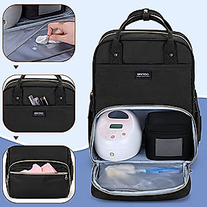 BAFASO Breast Pump Bag with Laptop Sleeve, Breast Pump Backpack Fits for Most Major Breast Pump, Black