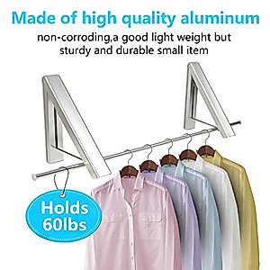 Dehomy Clothes Drying Rack Indoor/Outdoor Wall Mounted Folding Aluminum Folding Clothes Hanger Hanging on Bathroom,Bedroom Balcony and Laundry,Home Storage Organizer (2 Pack)