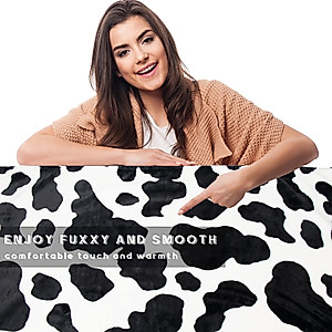 Cow Print Blanket Lightweight Soft Warm Blankets and Throws Cozy Fleece Cow Baby Blanket Fuzzy Cute Black Cow Printed Throw Blankets for Baby Kids Boys Girls Toddler Newborn Infant 40x50 inch