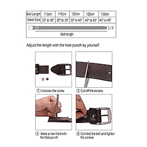 BISON DENIM Men's Belts Leather Dress Genuine Leather Classic Heavy Duty Buckle Belt Casual for Jeans…