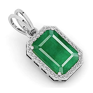 LMDPRAJAPATIS Original 10X15MM Zambian Emerald Panna Jwelery Pendant for 925 Sterling Silver with Stemp Gifted Pendant