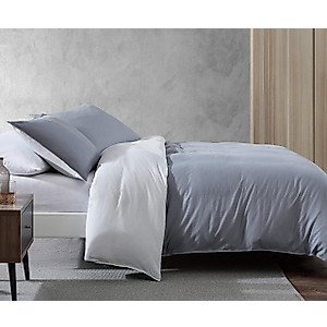 Kenneth Cole New York - King Duvet Cover Set, Reversible Cotton Bedding with Matching Shams, All Season Home Decor (Nila Grey, King)