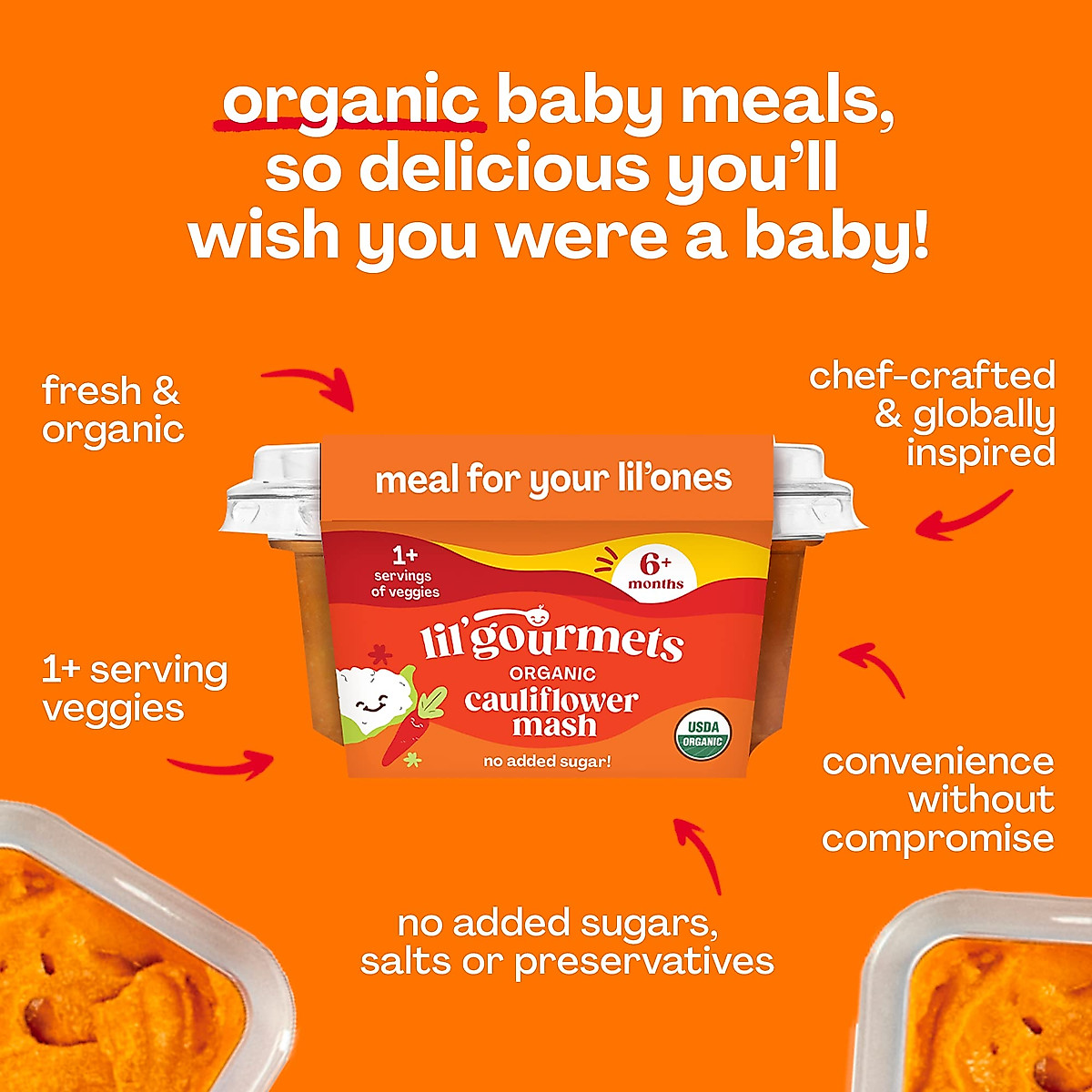 lil’gourmets Organic & Fresh Veggie-Rich Baby Food, Clean Label Project Purity Award Winner, For 6+ Months, 3.5oz Cups (Variety Pack of 18))