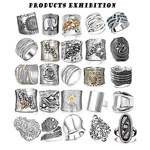 SWBRJ Wide Snake Band Ring,S925 Sterling Silver Gothic Punk Biker Cocktail Party Cobra Full Finger Thumb Index Finger Wide Band Ring for Women (Ring_A, 10)