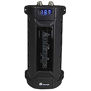 Audiopipe ACAP-6000 Car Audio 6 Farad 24 Volt Surge Power Capacitor Kit for Car Stereo Amplifier with Digital Display and Electronic Protection, Black