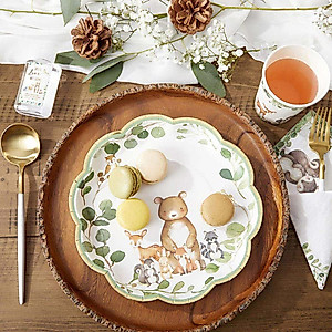 Kate Aspen 64 Pcs Woodland Baby Paper Plates, 9 Inch Heavy Duty Disposable Party Plates, Party Supplies Tableware for Birthday, Wedding, Bridal Shower, Baby Shower, Anniversary Party (Bulk)