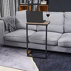 AMHANCIBLE Tall C Shaped End Table Set of 2, Side Tables for Sofa, Couch Table, Small workstations, TV Tray Table for Living Room, Bedroom, Office, Metal Frame, HET02BGY