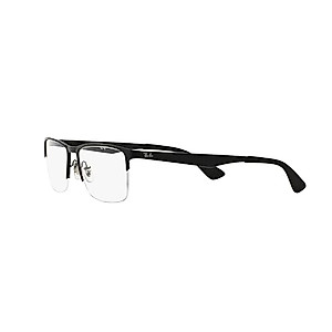 Ray-Ban RX6335 Rectangular Prescription Eyeglass Frames, Matte Black/Demo Lens, 56 mm