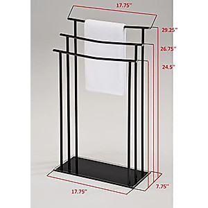 Kings Brand Furniture - Silfax 3 Tier Metal/Glass Freestanding Bathroom Towel Rack Stand, Black