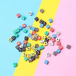 U-M 50PCS/Bag 6 Sided Dices Table Games Dice 5MM Acrylic Round Corner Board Game Dice Party Game Dices Portable Cubes Digital Dices Attractive Processed