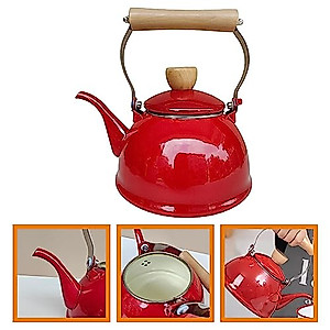 Porcelain Enameled Tea Kettle Enamel Whistle Tea Kettle Teapot with Handle for Stovetop Retro Hot Water Tea Kettle Pot Home Dorm Apartments Camping Coffee Makers (1.4L)