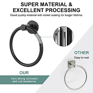 SetSail Towel Holder for Bathroom Wall Matte Black Towel Ring 304 Stainless Steel Hand Towel Holder Heavy Duty Towel Hanger for Bath, Kitchen