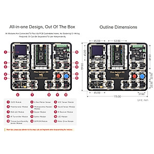 waveshare Sensor Kit for Raspberry Pi Pico W, Including Pico Expansion Board, and LED, Button, Buzzer, etc. 15 Common Modules, All-in-one Design, with Raspberry Pi Pico W