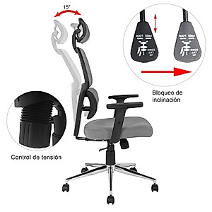 HOMEMAKE FURNITURE, Ergonomic Office Chair, Game Chair, Office Chair, Ergonomic Modern Chair for Home Office, Administrative Office, Padded Seat with Adjustable Height Armrest