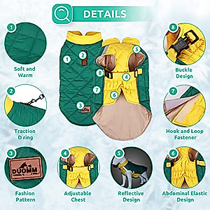 ABRRLO Dog Winter Coat Reflective Dog Harness Jacket Vest with D-Ring Leash Attachment Dog Cold Weather Coats Warm Pet Clothes Waterproof Dog Snow Jacket for Small Medium Large Dogs(Green,M)