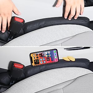 VAWIT Leather Car Seat Gap Filler Universal Fit Organizer for Most Cars Trucks SUVs Stop Things from Dropping, Pack of 2, Black