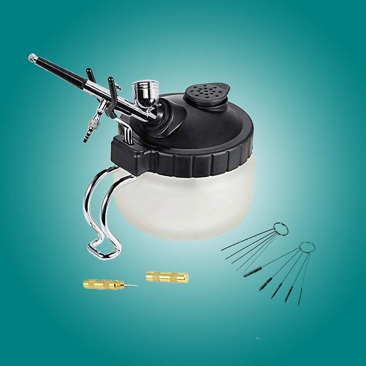 4 Set Airbrush Cleaning Kit Airbrush Cleaning Pot with Air Filter Mat and Holder,Nozzle Cleaning Needle,5pcs Brushes Set,5pcs Dredging Needles Kit