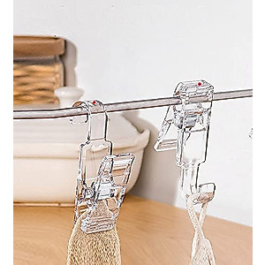 YEBIAO Laundry Hooks with Clips,Acrylic Clothes Pins,Acrylic Hooks with Clips，Bathroom Organizer Hook Multi-Purpose Clips