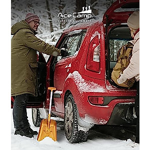 AceCamp Lightweight Collapsible Snow Shovel, Portable Adjustable Aluminum Emergency Shovel, Foldable Telescopic Winter Shovel for Car, Camping, Home