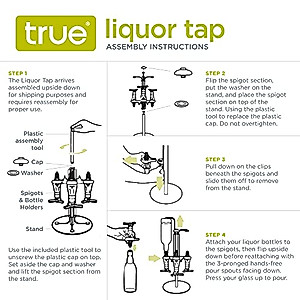 True 4 Bottle Liquor Tap, Whiskey Bottle Holder, Whiskey Dispenser, Shot Dispenser for Liquor Bottles, Liquor Bottle Dispenser, Set of 1