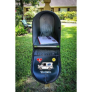 (2x) Thank You Mailbox Sticker Decal, Outdoor Sticker for Mailbox Mail, Truck, Long Lasting Quality Postal Decal with Love and Support for Mail Carrier, Die Cut Outdoor or Indoor