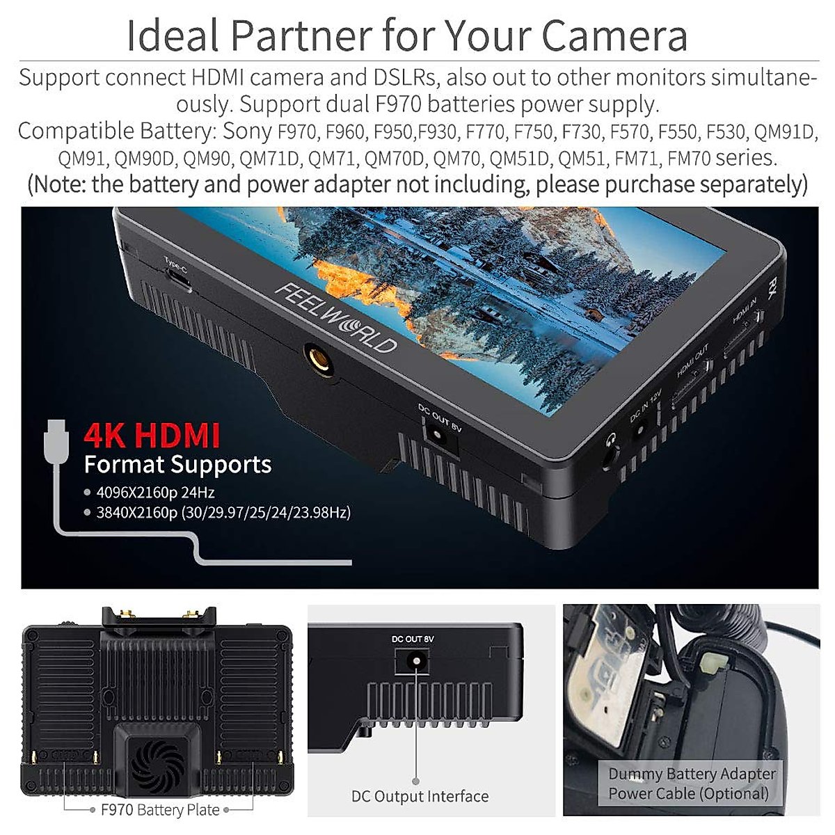 FEELWORLD FT6 FR6 5.5 Inch Wireless Video Transmission DSLR Camera Field Monitor Built in Transmitter and Receiver System Long Range 800ft Low Latency 0.07s Touch 3D LUT HDR 4K HDMI Director AC DP