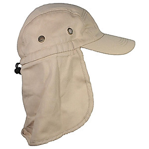 Tropic Hats Men/Women Summer Ballcap with Neckflap Protection - Khaki