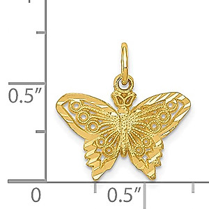 IceCarats 14K Yellow Gold Butterfly Wings Necklace Charm Pendant 18mm x 17mm Only