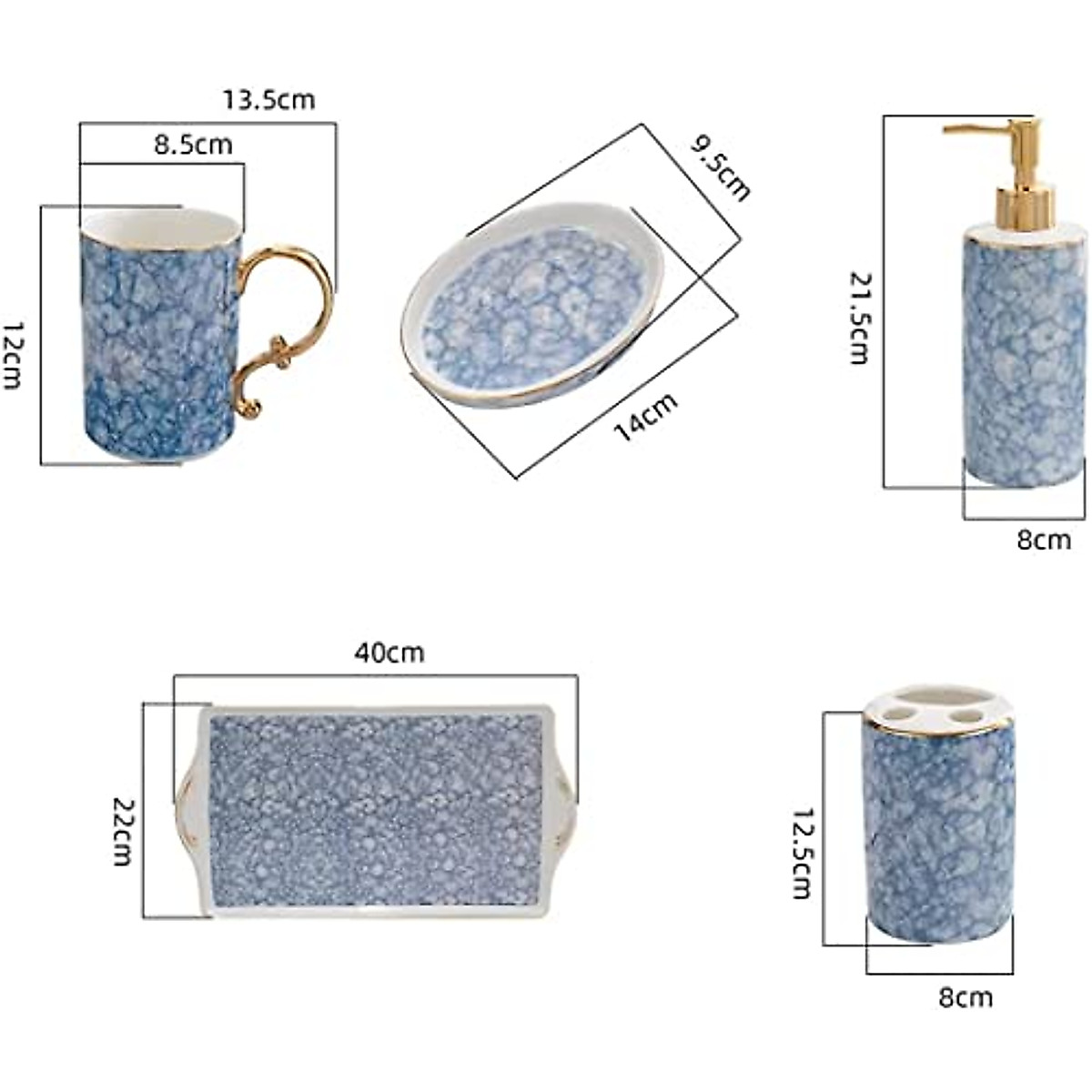 DVTEL Bathroom Toiletries Set Ceramic Five-Piece Set Bone China Bathroom Tooth Brush Mouthwash Cup