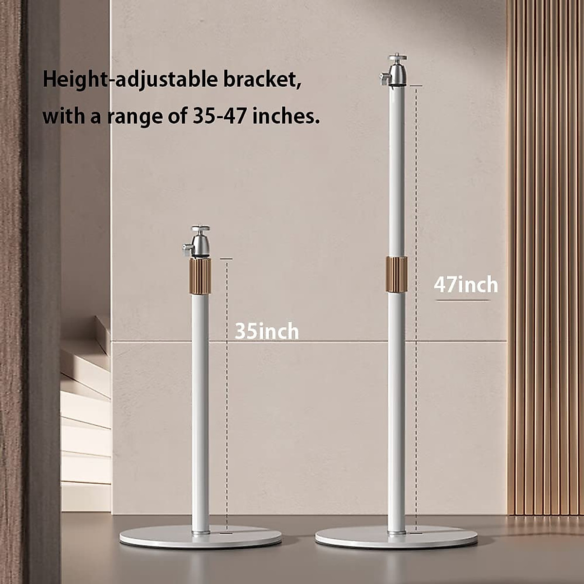 HVAYING Pico Projector Stand with Stable Metal Base, Flexible Extension and Angle Adjustment, Cable Management, 1/4 Inch Interface - Ideal for Home and Office - White