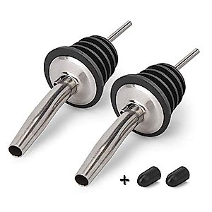 2PCS Stainless Steel Pourers, BALTRE Speed Wine Bottle Pourer, Olive Oil and Vinegar Tapered Stopper Spout, Suitable for About 3/4" Bottle Mouth, with Sealed Dust Caps