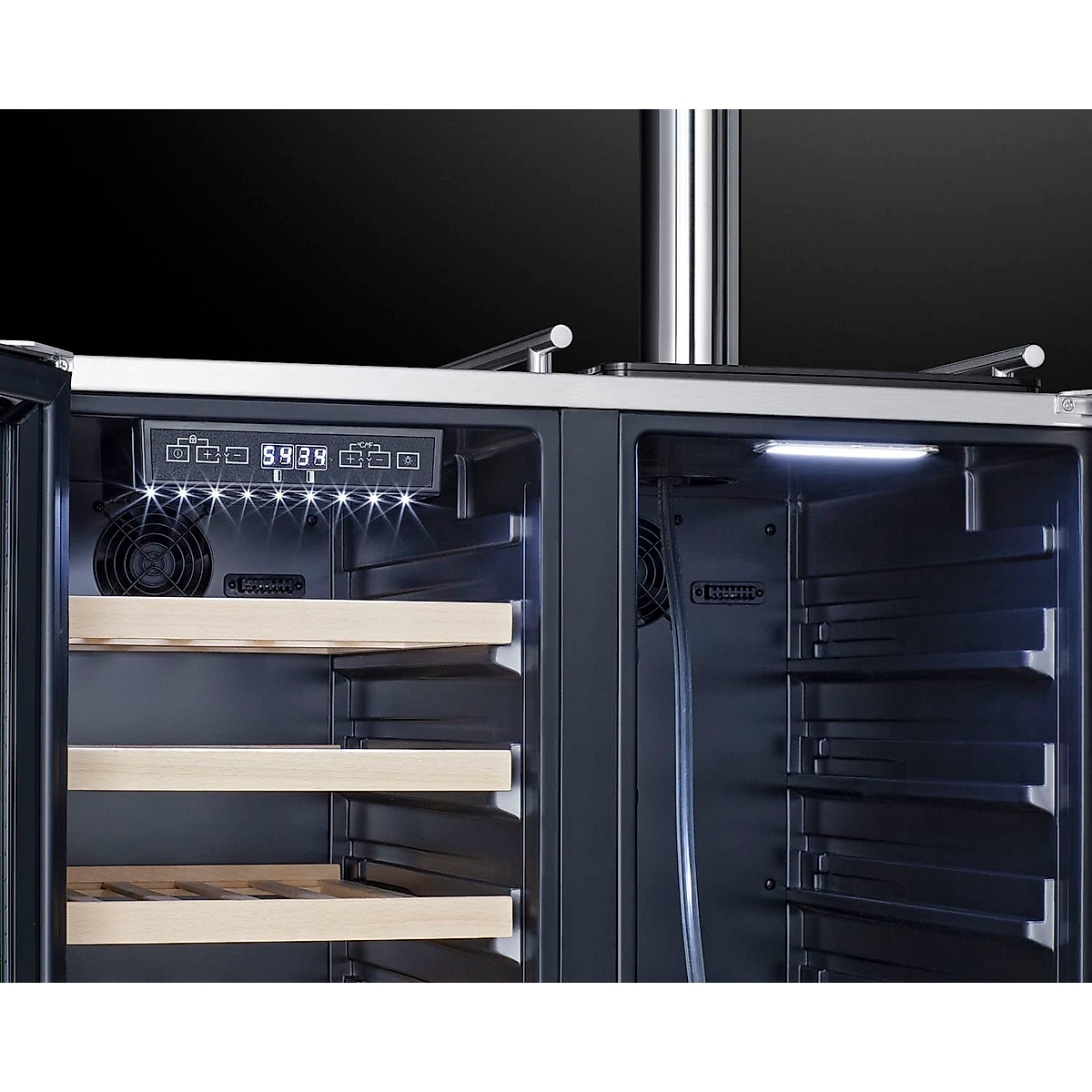 Summit Appliance SWBC3041 30" Wide Built-in Undercounter Indoor/Outdoor Combination Dual Zone Wine Cellar/Kegerator with Tapping Equipment, Digital Thermostat, Adjustable Shelving, Beer Dispenser