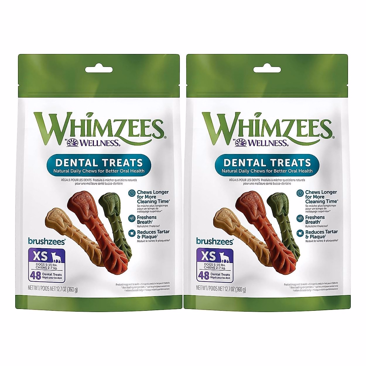 Whimzees Dental Dog Treats - Natural Grain-Free Chews for Healthy Teeth & Gums - Variety Pack - Small Breeds - Vegetarian Dental Care Snacks (2-Pack)