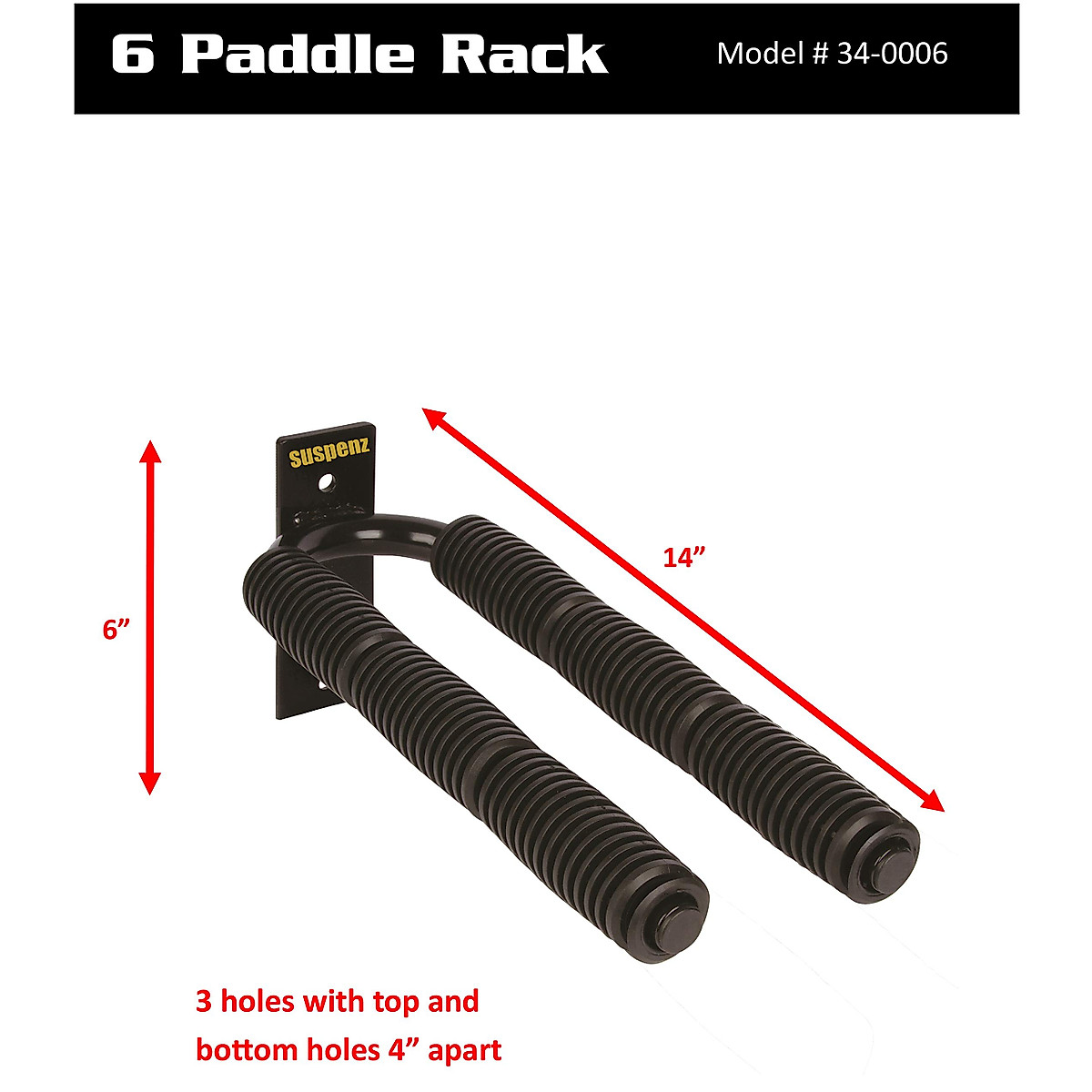 Suspenz 6-Paddle Rack Black, 14"