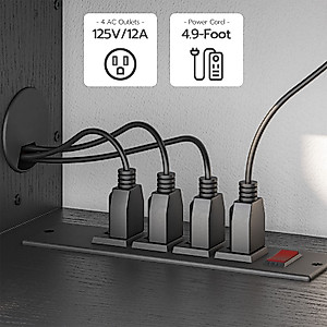 HOOBRO Floating TV Stand with Power Outlet 55", Modern Wall Mounted Media Console Shelf Cabinet for Under TV Storage, Entertainment Center, Living Room, Bedroom, Rustic Brown and Black BF11DS01