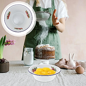 Luxshiny Snack Container enamel soup bowl, fruit bowl enamel serving bowl vintage noodle bowl enamelware round tray for home bowls kitchen fruit bowl () Grease Container