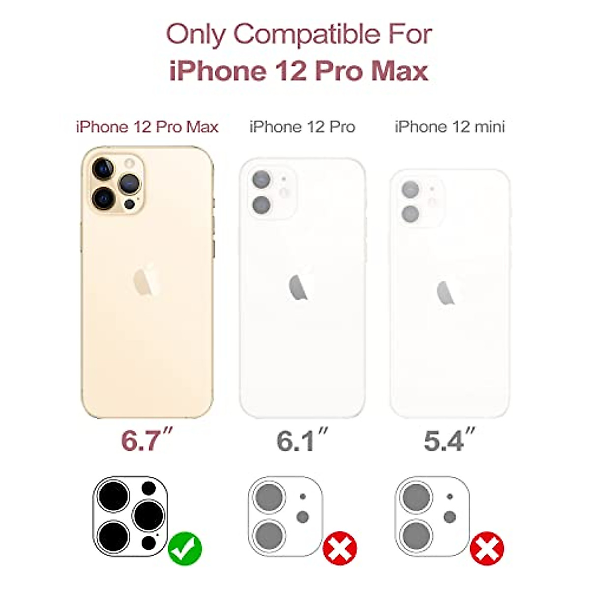 WeLoveCase for iPhone 12 Pro Max Wallet Case with Credit Card Holder & Hidden Mirror, Three Layer Shockproof Heavy Duty Protection Cover Protective Case for iPhone 12 Pro Max - 6.7inch Rose Gold