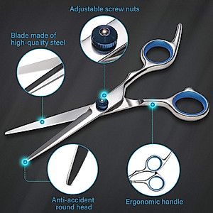 Hair Cutting Scissors Kit,11 Pcs Professional Haircut Scissors Kit with Cutting Scissors,Thinning Scissors,Neck Duster Brush,Comb,Barber Cape,Hair Clips,Hairdressing Shears Set for Barber and Home
