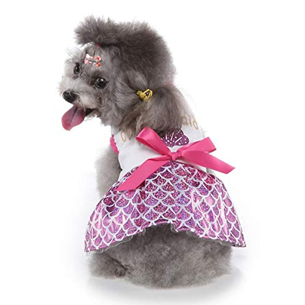 MSNFOASM Pet Clothes Dog Cat Tutu Dress Skirt for Dog Girl Boy Xmas Pet Costumes for Christmas Thanksgiving Holiday(Pink Mermaid,M)